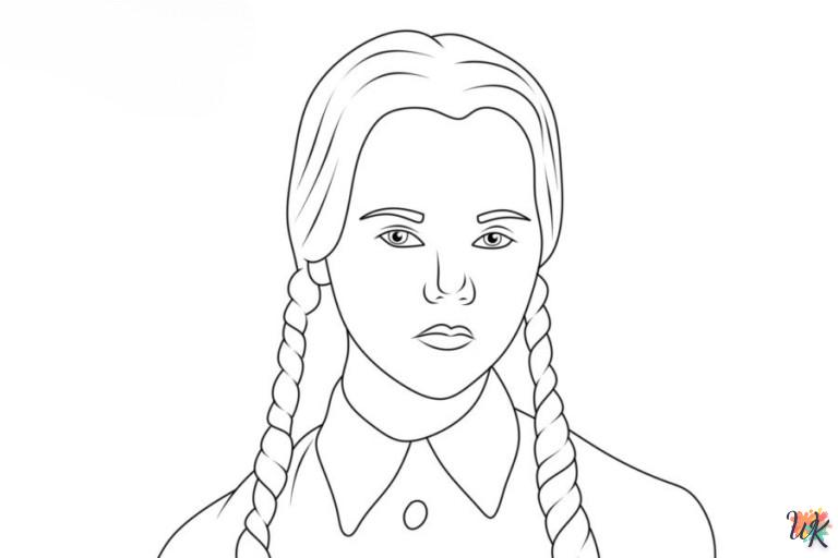 Coloriage Wednesday Addams convient aux enfants à colorier