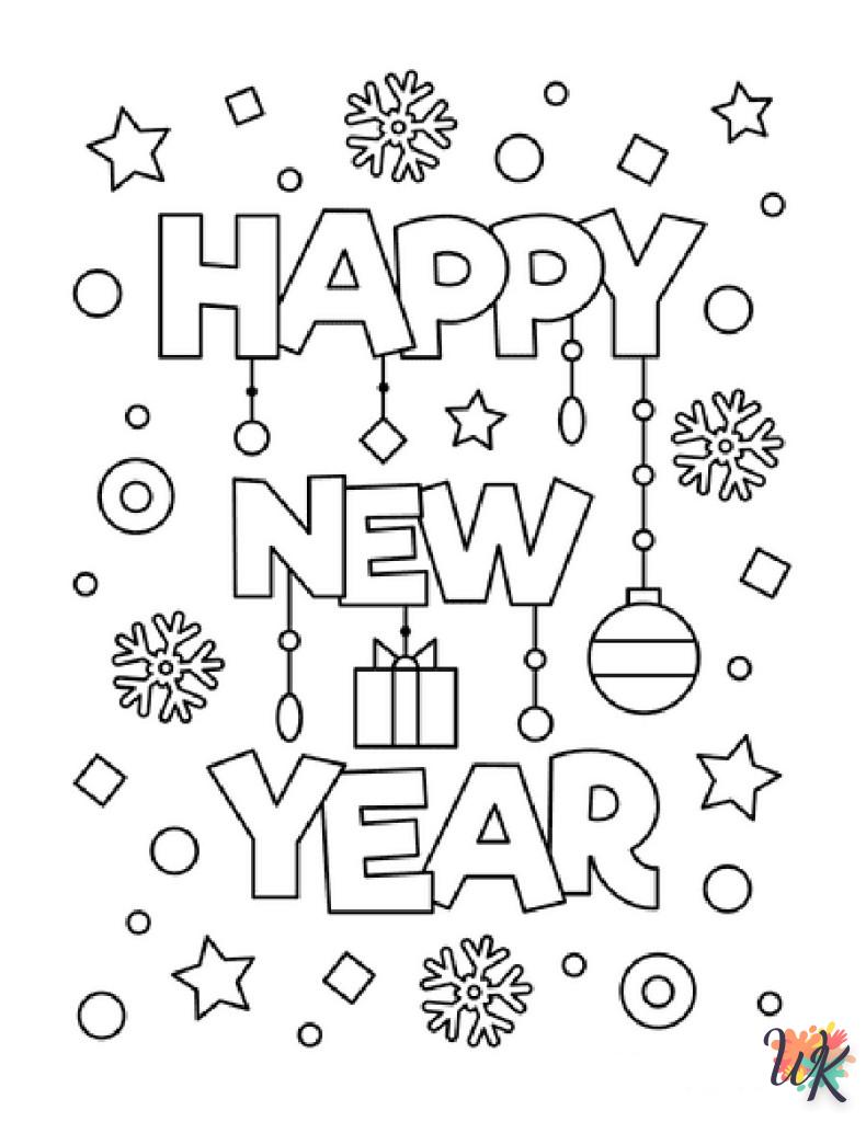Coloriage 2024 bonne année pour les enfants imprimable